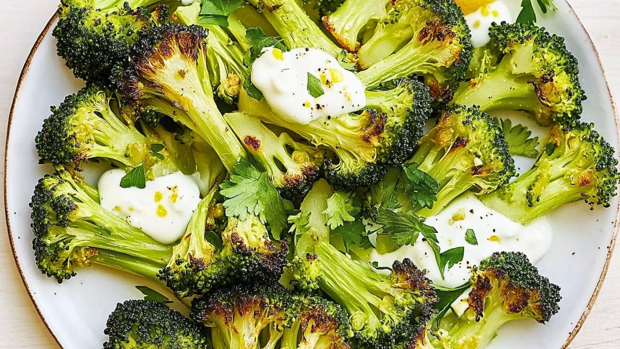Low-Sodium Roasted Broccoli with a Tangy Sauce: DASH Diet